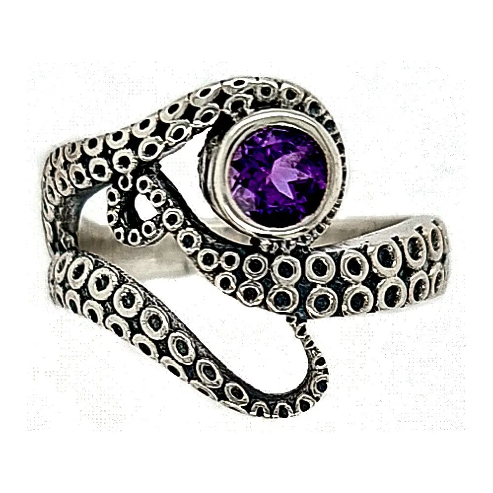 Sterling Amethyst Octopus Ring | Ganesh Imports, Inc